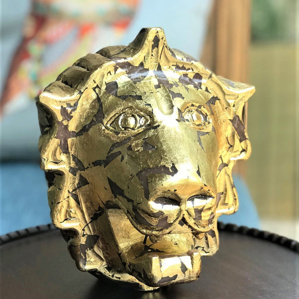 Sculpted Gold Leaf Lion Candle with a replaceable tealight – The ...